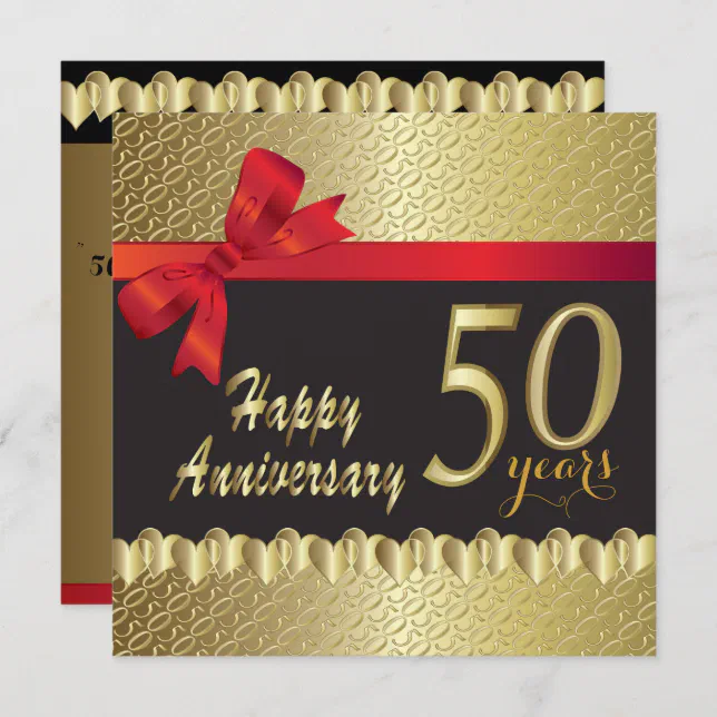 Happy 50th Golden Heart Anniversary Invitation | Zazzle