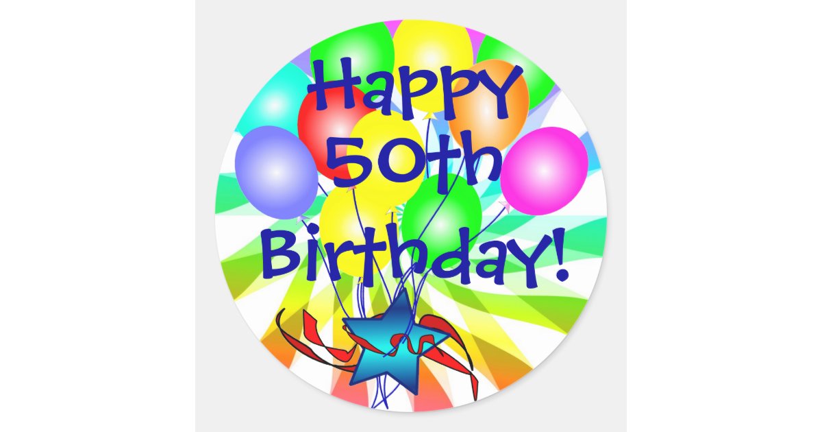 Happy 50th or ? Festive Birthday Stickers | Zazzle