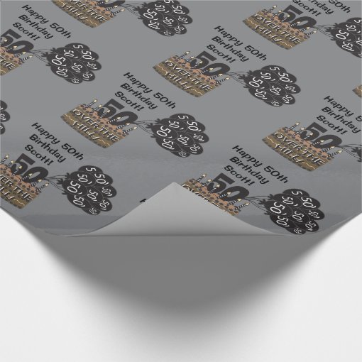 Happy 50th Personalize Birthday Wrapping Paper | Zazzle