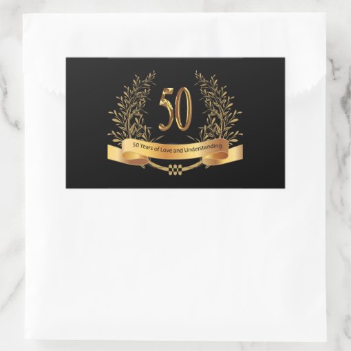 Happy 50th Wedding Anniversary Greeting Cards Rectangular Sticker | Zazzle