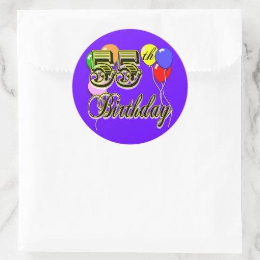 Happy 55th Birthday Celebration Classic Round Sticker | Zazzle