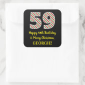 Happy 59th Birthday & Merry Christmas, Custom Name Square Sticker | Zazzle