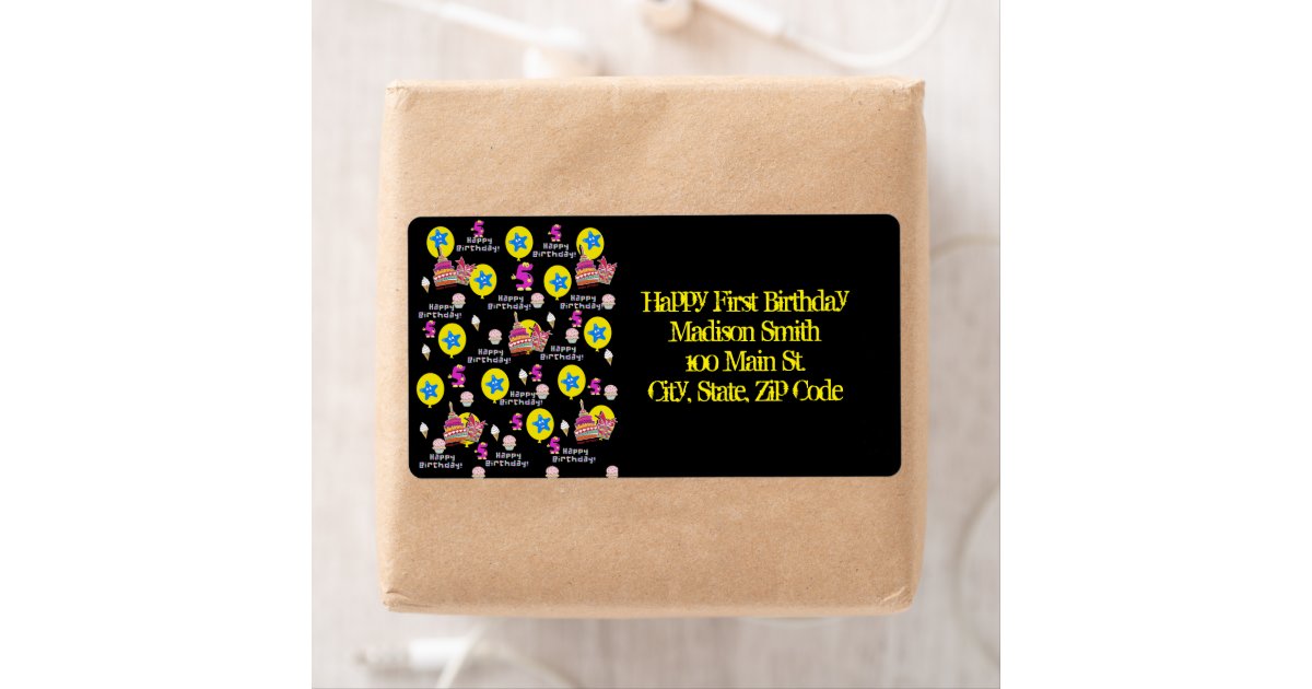 Happy 5th Birthday Address Labels, Black Label | Zazzle