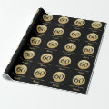 Happy 60th Birthday Black and Gold Glitter Wrapping Paper | Zazzle