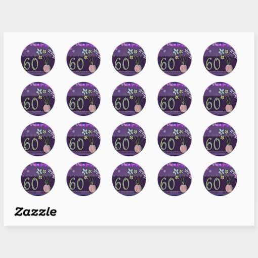 Happy 60th Birthday Classic Round Sticker | Zazzle