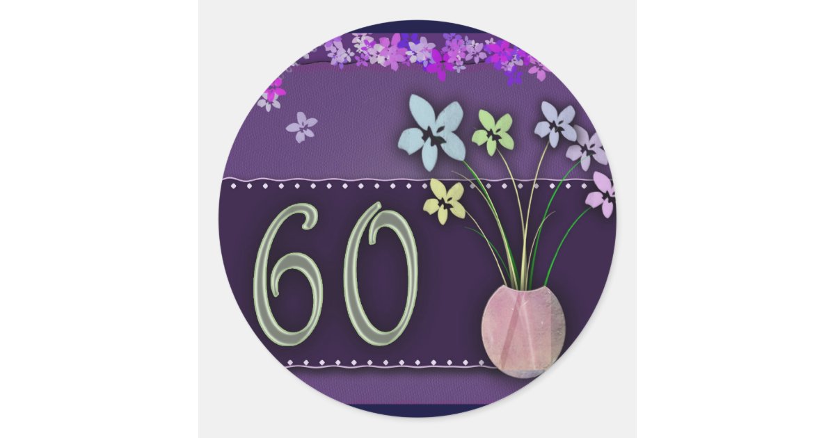 Happy 60th Birthday Classic Round Sticker | Zazzle