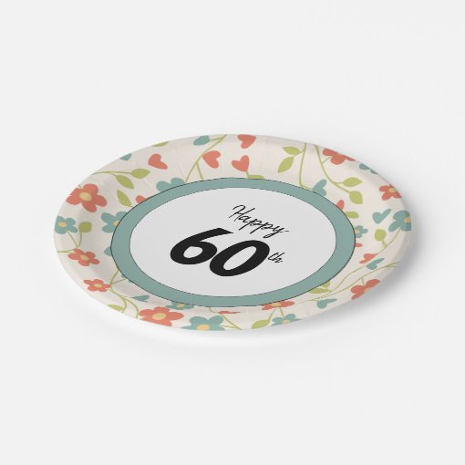 Happy 60th Birthday Floral Patterned Paper Plates | Zazzle