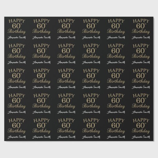 Happy 60th Birthday Gold Glitter Wrapping Paper | Zazzle