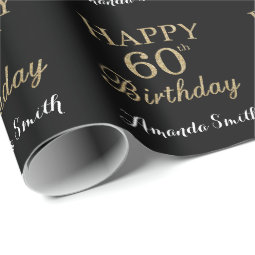 Happy 60th Birthday Gold Glitter Wrapping Paper | Zazzle