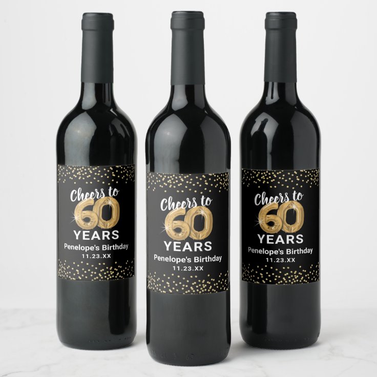 Happy 60th Birthday Wine Label | Zazzle