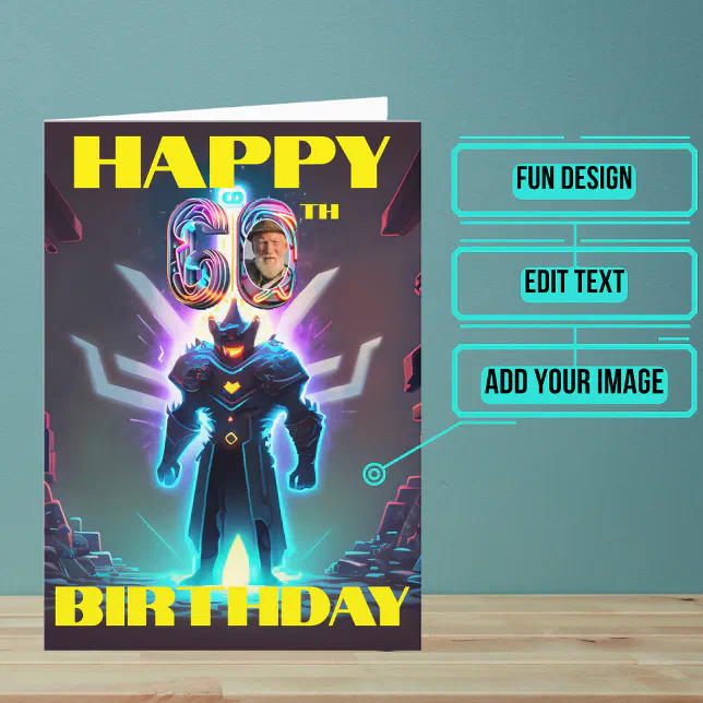 Happy 60th Leveling Up Hero Birthday Card | Zazzle