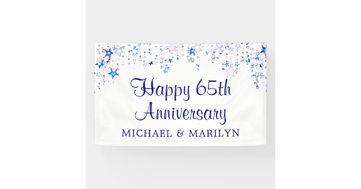 Happy 65th Anniversary Sapphire Blue Stars Banner | Zazzle