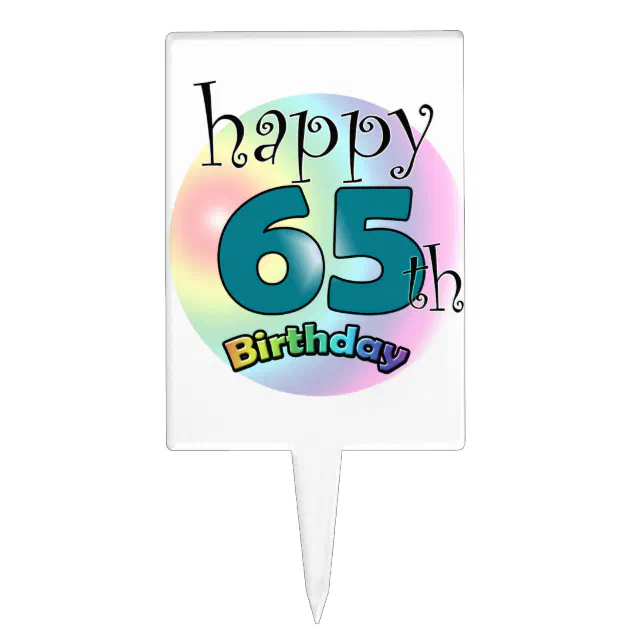 Happy 65th Birthday (Blue) Cake Topper | Zazzle