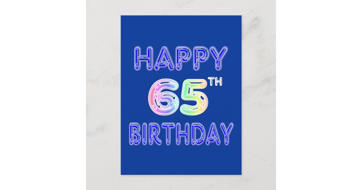 Happy 65th Birthday in Balloon Font Postcard | Zazzle
