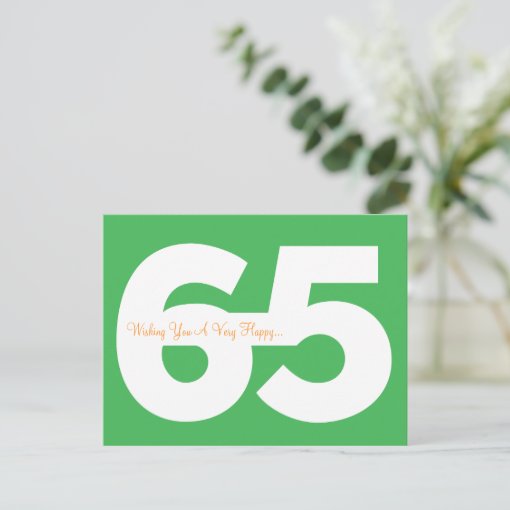 Happy 65th Birthday Milestone Postcards - in Green | Zazzle