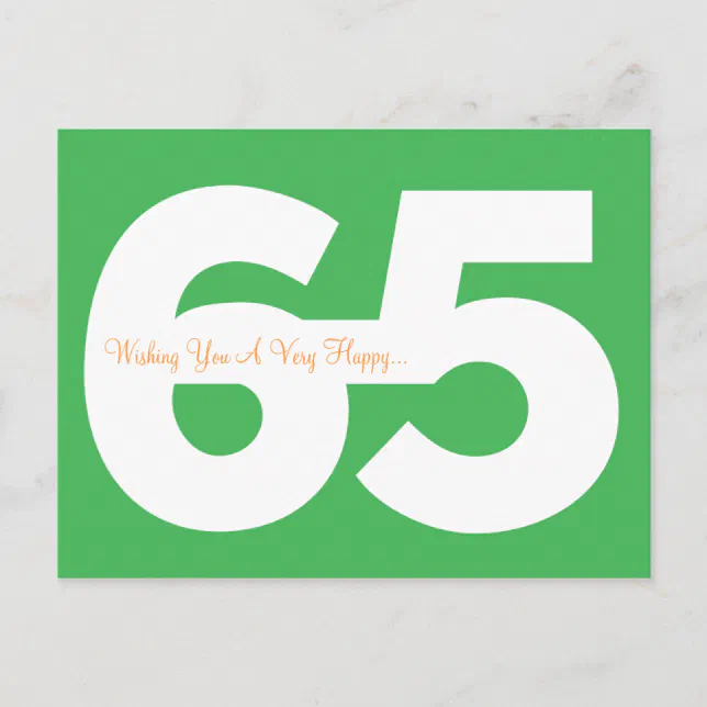 Happy 65th Birthday Milestone Postcards - in Green | Zazzle