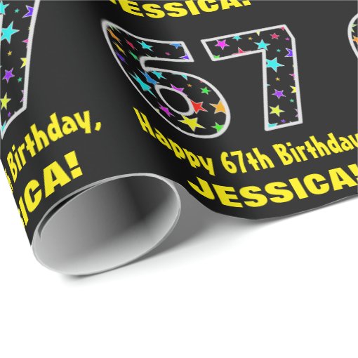 Happy 67th Birthday, Fun Colorful Stars Pattern 67 Wrapping Paper | Zazzle