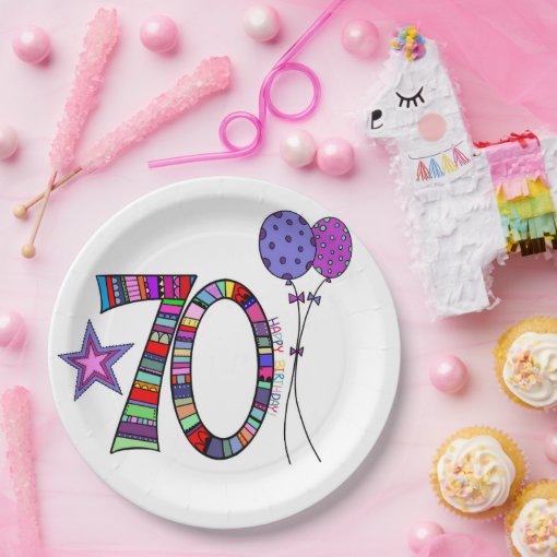 Happy 70th Birthday Paper Plates | Zazzle