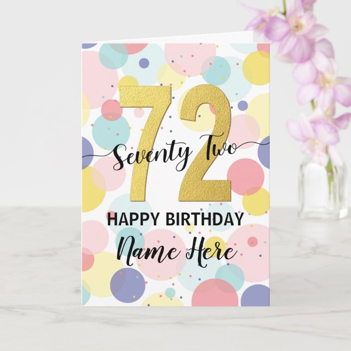 Happy 72nd Birthday Pastel Rainbow Gold Woman Card | Zazzle.com