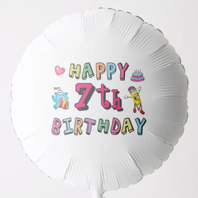 Happy 7th Birthday. 7 year old. Balloon | Zazzle