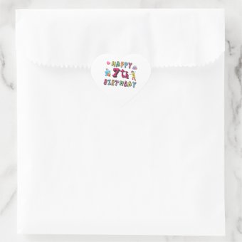 Happy 7th Birthday. 7 year old. Heart Sticker | Zazzle