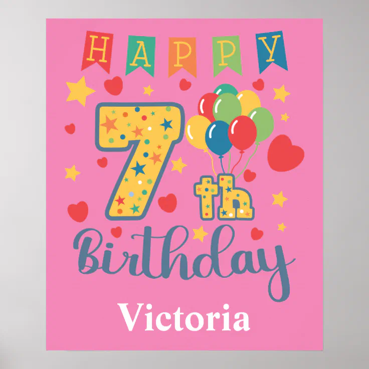 Happy 7th Birthday Poster | Zazzle