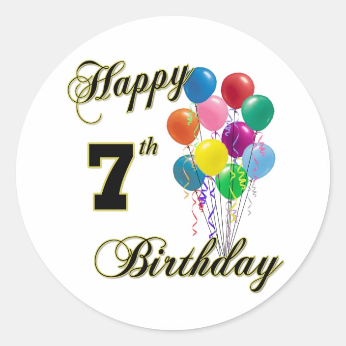 Happy 7th Birthday Sticker and Birthday Apparel | Zazzle.com