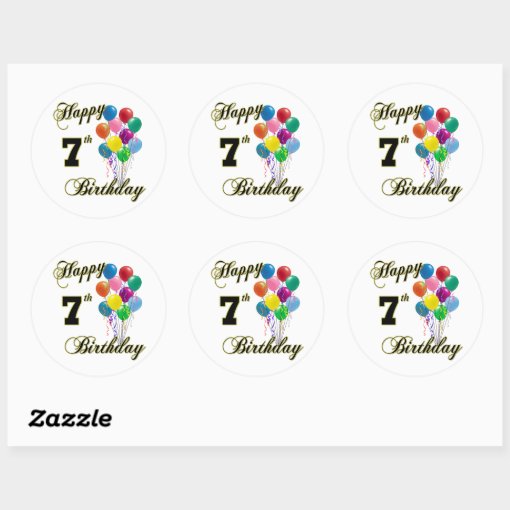 Happy 7th Birthday Sticker and Birthday Apparel | Zazzle
