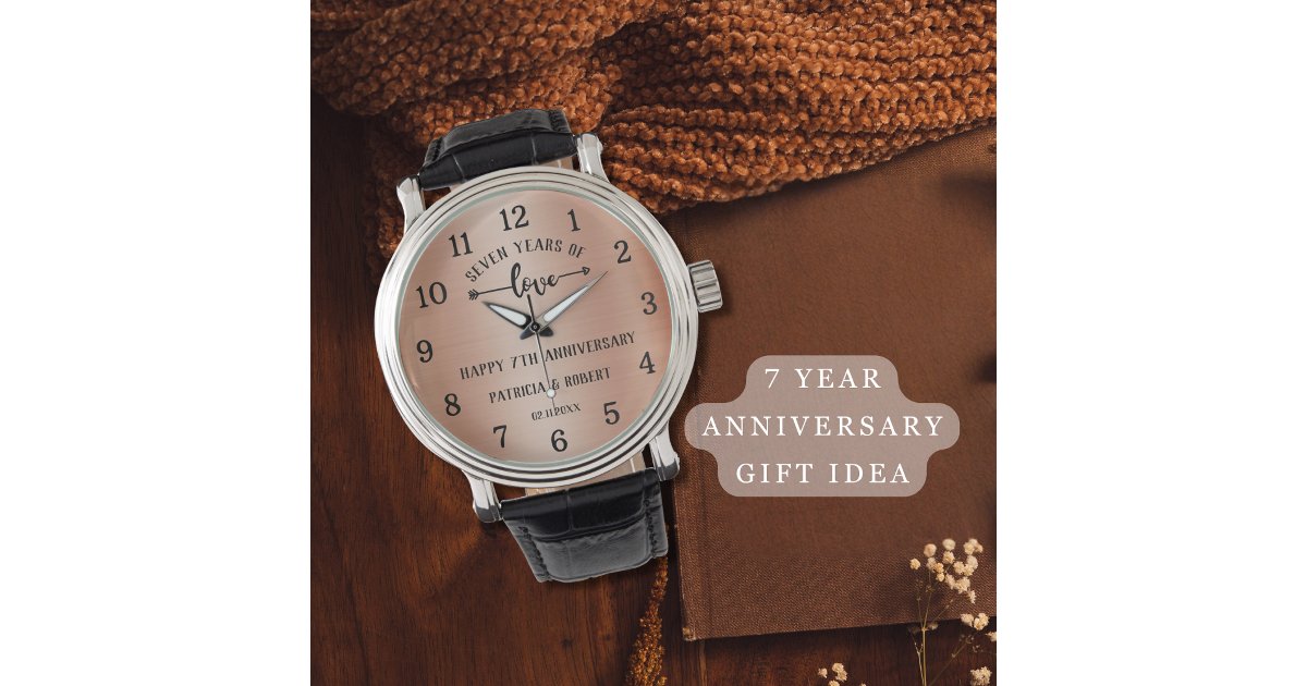 Happy 7th Wedding Anniversary Copper Anniversary Watch | Zazzle