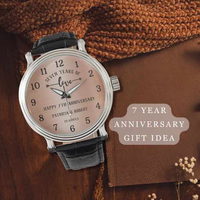 Happy 7th Wedding Anniversary Copper Anniversary Watch | Zazzle