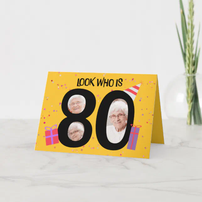 Happy 80th Birthday Big 80 Picture Frame Holiday Card | Zazzle