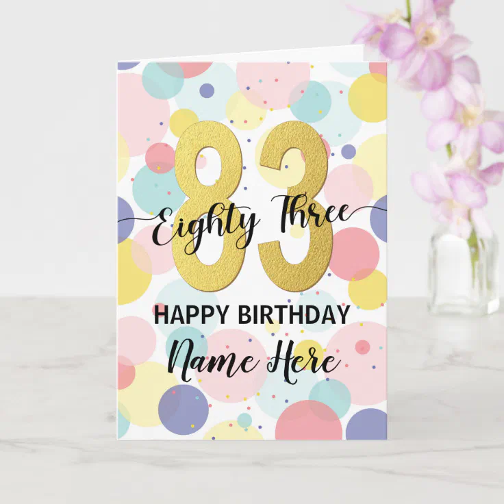 Happy 83rd Birthday Pastel Rainbow Gold Woman Card | Zazzle