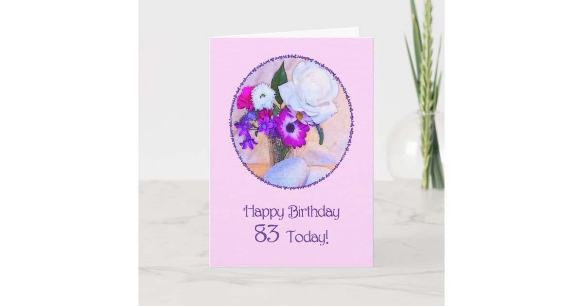 Happy 83rd birthday with a flower painting card | Zazzle.com