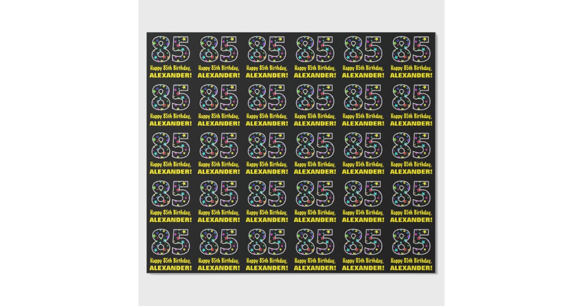 Happy 85th Birthday, Fun Colorful Stars Pattern 85 Wrapping Paper | Zazzle