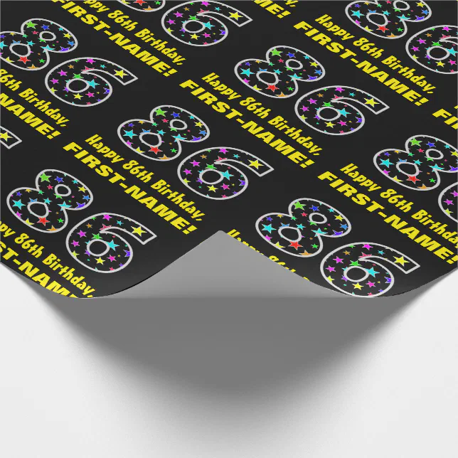 Happy 86th Birthday, Fun Colorful Stars Pattern 86 Wrapping Paper | Zazzle