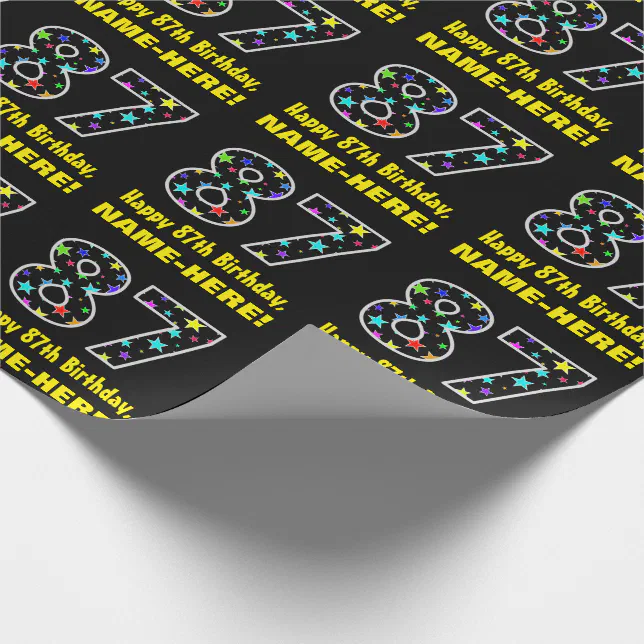 Happy 87th Birthday, Fun Colorful Stars Pattern 87 Wrapping Paper | Zazzle