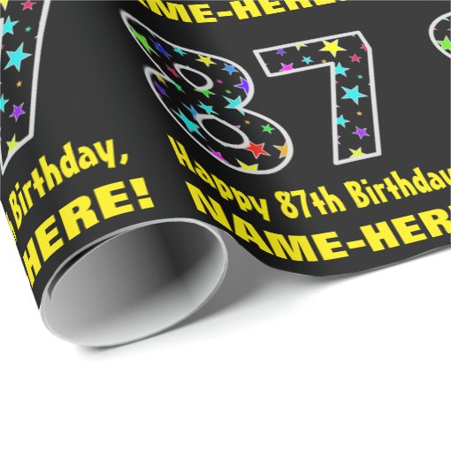 Happy 87th Birthday, Fun Colorful Stars Pattern 87 Wrapping Paper | Zazzle