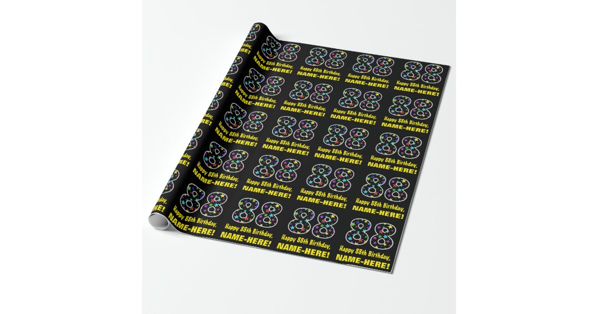 Happy 88th Birthday, Fun Colorful Stars Pattern 88 Wrapping Paper | Zazzle