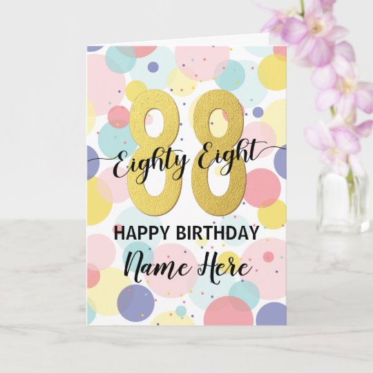 Happy 88th Birthday Pastel Rainbow Gold Woman Card | Zazzle.com