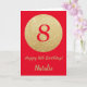 Happy 8th Birthday Red and Gold Glitter Card | Zazzle