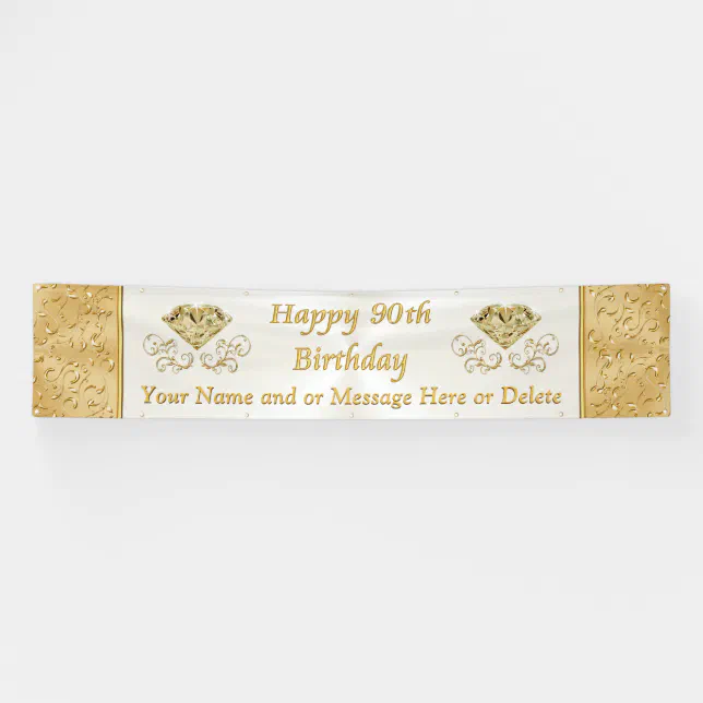 Happy 90th Birthday Banner with YOUR TEXT | Zazzle