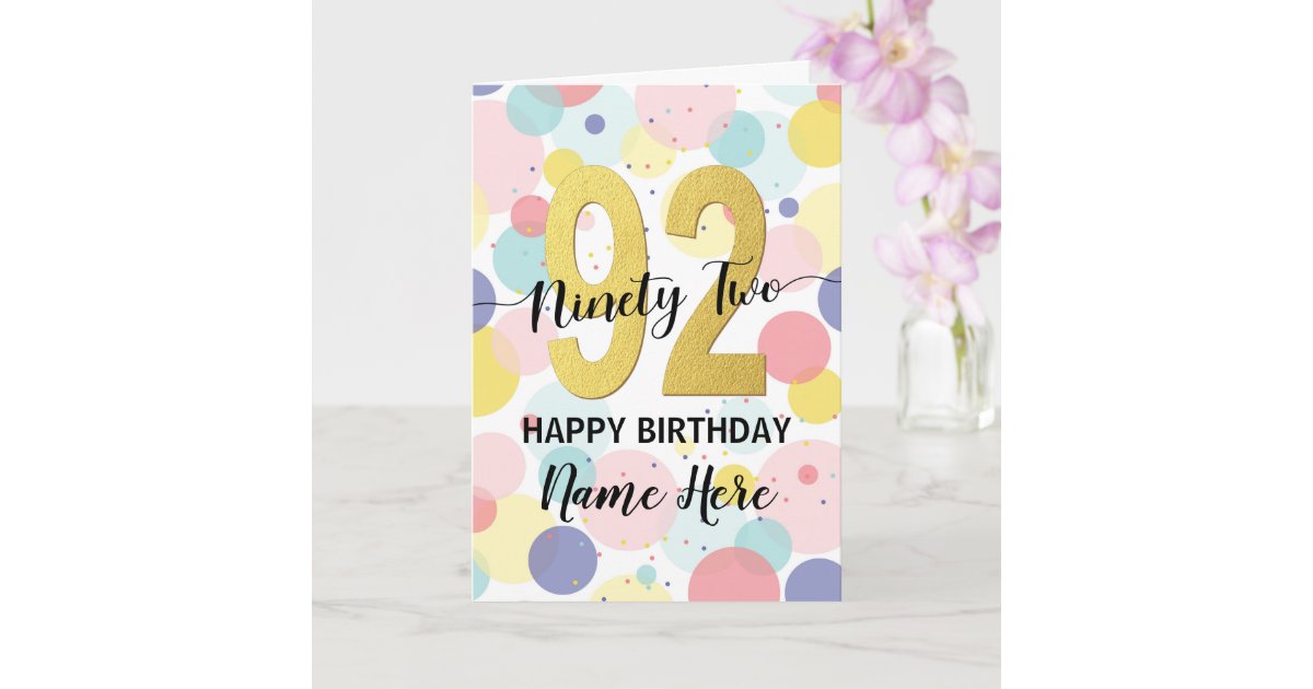 Happy 92nd Birthday Pastel Rainbow Gold Woman Card | Zazzle