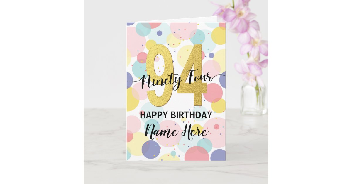 Happy 94th Birthday Pastel Rainbow Gold Woman Card | Zazzle