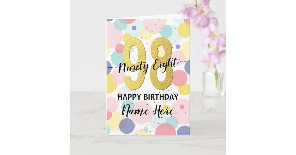 Happy 98th Birthday Pastel Rainbow Gold Woman Card | Zazzle