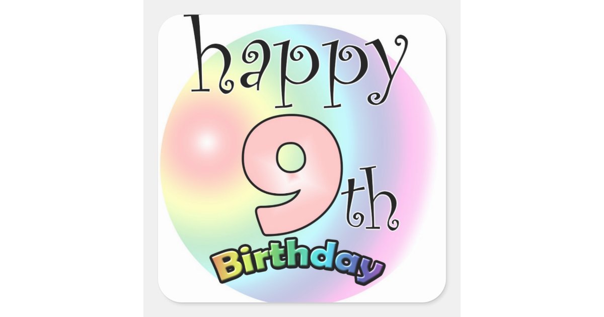 Happy 9th Birthday (king) Square Sticker | Zazzle