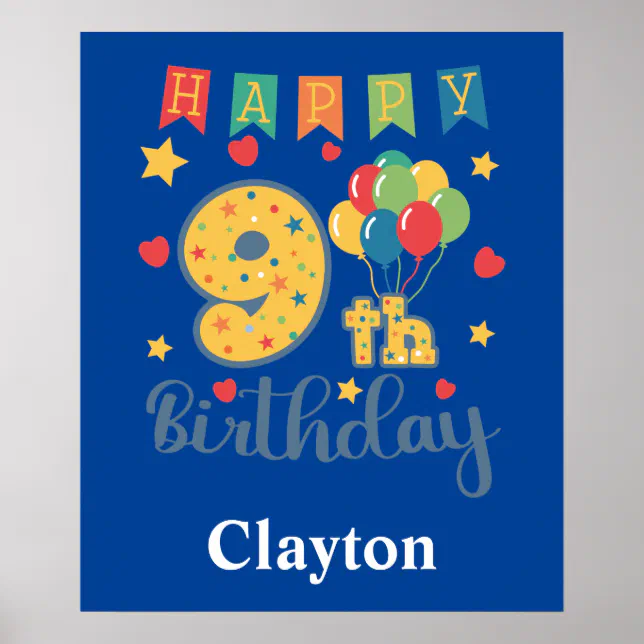 Happy 9th Birthday Poster | Zazzle