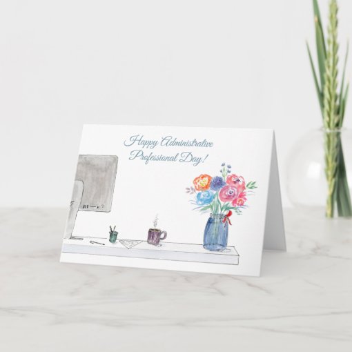 Happy Administrative Professional Day Watercolor Card | Zazzle