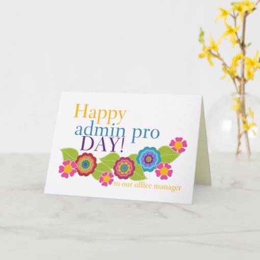 Happy Administrative Professionals Day, Office Mgr Card | Zazzle
