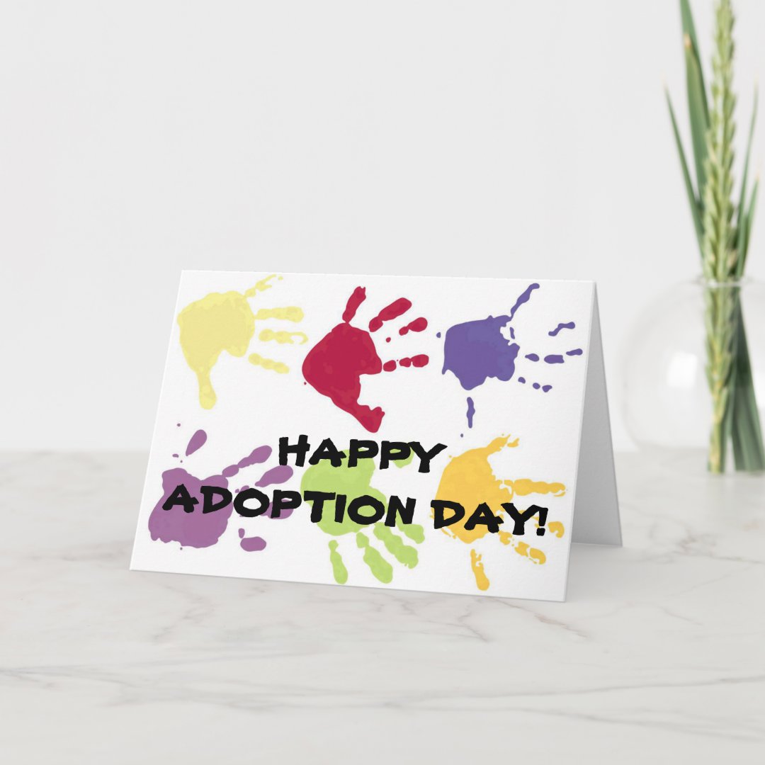 HAPPY ADOPTION DAY! childrens hands card | Zazzle