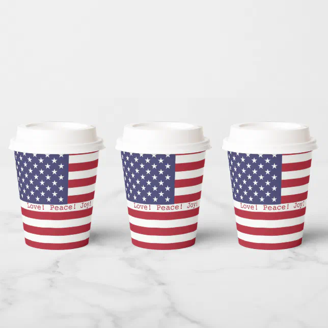 Happy! American USA Flag 4th of July Personalize Paper Cups | Zazzle